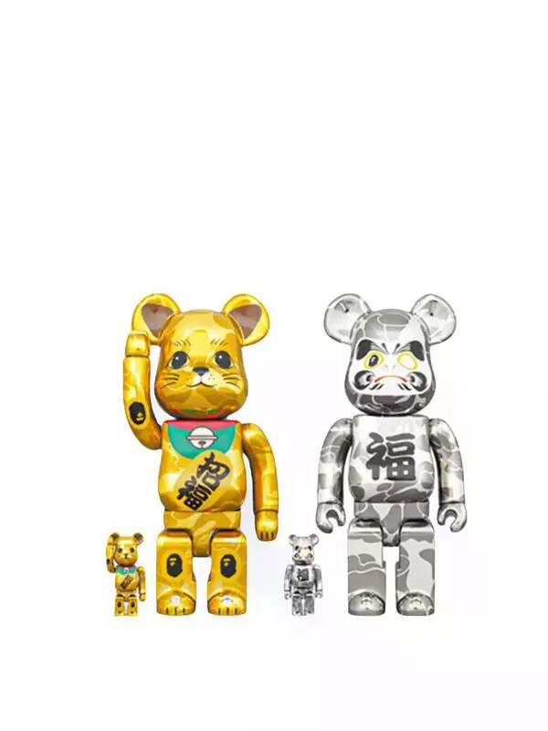 MEDICOM TOY X Bape Maneki Neko & Daruma Figures - Gold