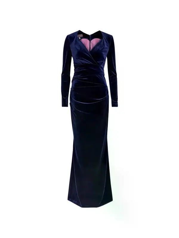 Talbot Runhof Gathered Velvet Gown