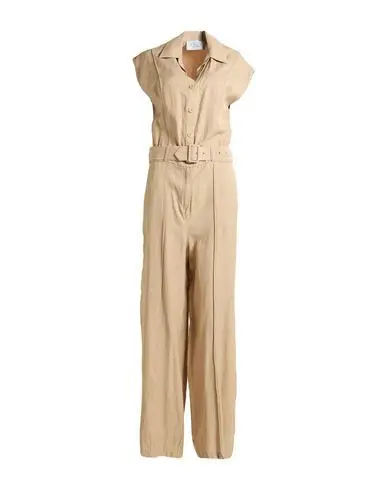 KAOS Viscose And Linen Jumpsuit - Beige