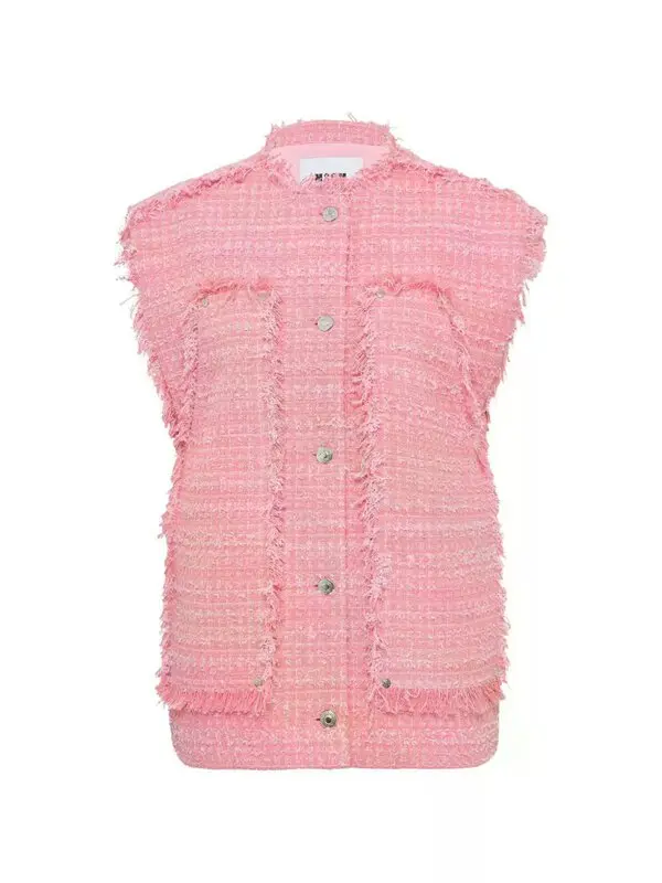 MSGM Fringed-trim Waistcoat - Pink