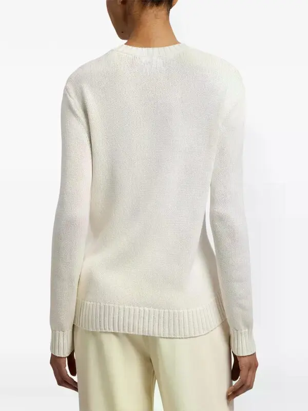Ralph Lauren Appliqué Bear Motif Crew Neck Sweater