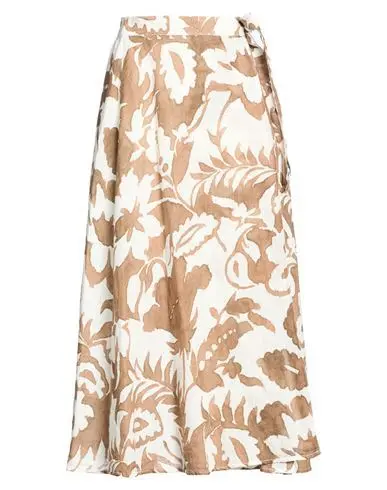 120% Lino Floral-print Linen Midi Wrap Skirt - Brown