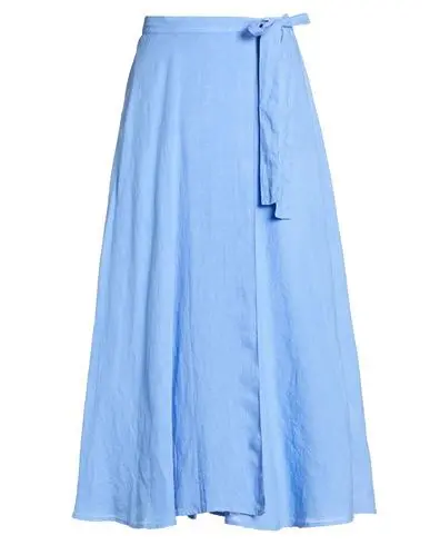 120% Lino Midi Wrap Linen Skirt - Light Blue