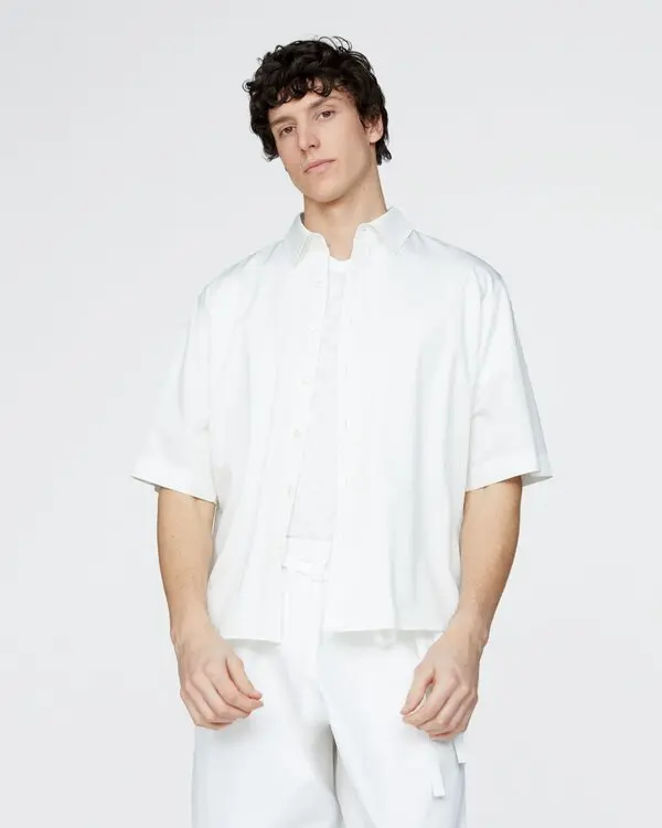 ATM Anthony Thomas Melillo Cotton Poplin Short Sleeve Button Down Shirt