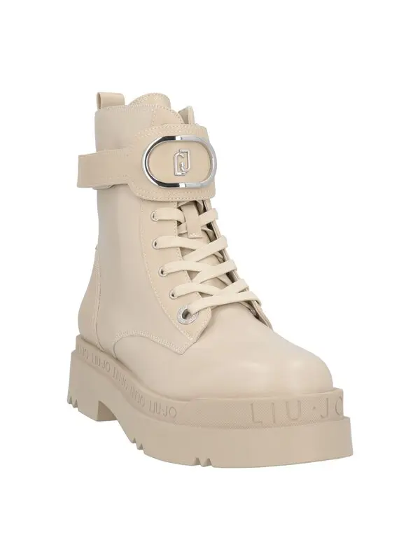 Liu Jo Leather Combat Boots - Beige