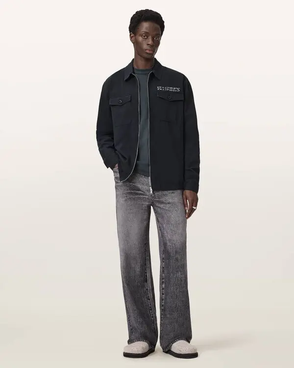 ALLSAINTS Orbit Relaxed Fit Zip Shirt - Black