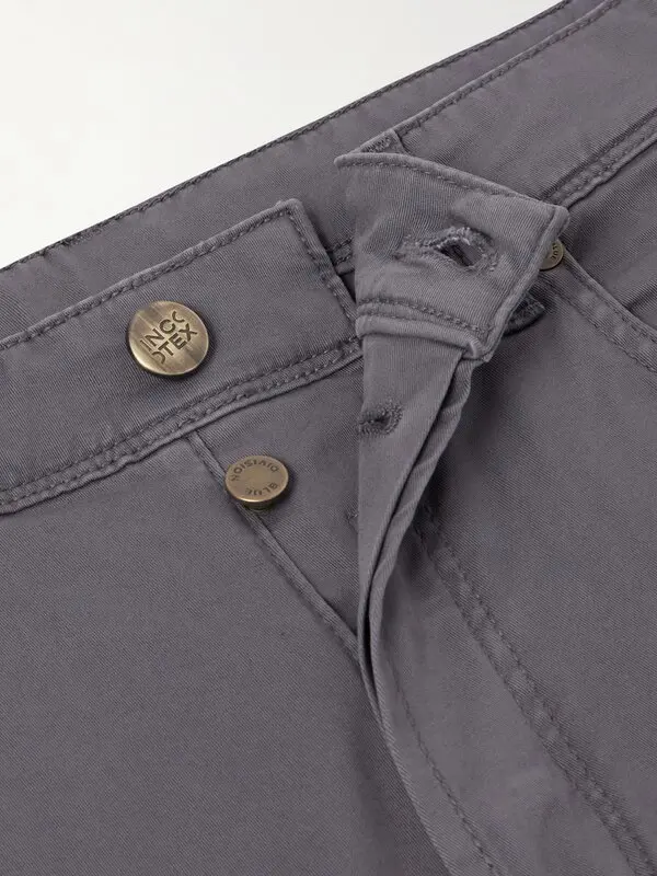 SLOWEAR Slim-fit Stretch Cotton-blend Gabardine Trousers - Gray