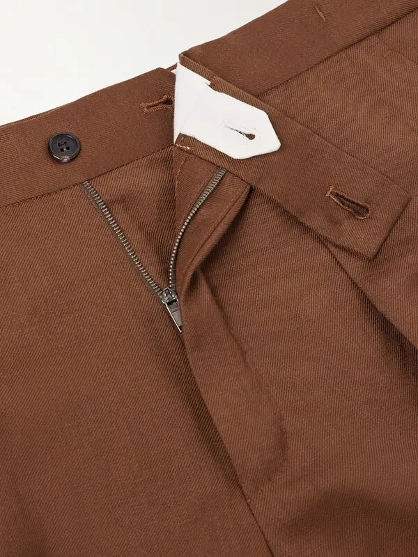 SLOWEAR Tapered Pleated Wool And Linen-blend Trousers