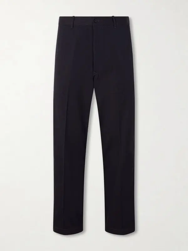 KAPTAIN SUNSHINE Buckleback Straight-leg Cotton-gabardine Suit Trousers - Blue