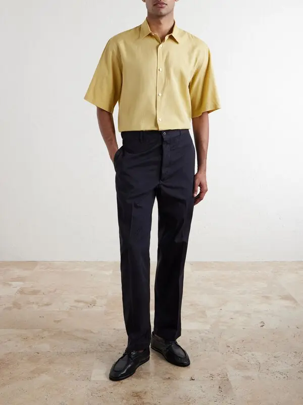 KAPTAIN SUNSHINE Buckleback Straight-leg Cotton-gabardine Suit Trousers - Blue