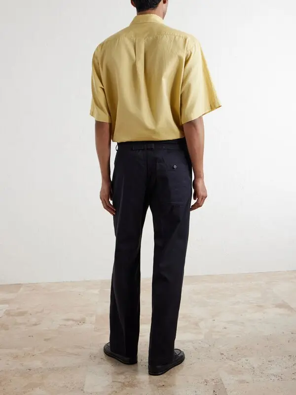 KAPTAIN SUNSHINE Buckleback Straight-leg Cotton-gabardine Suit Trousers - Blue