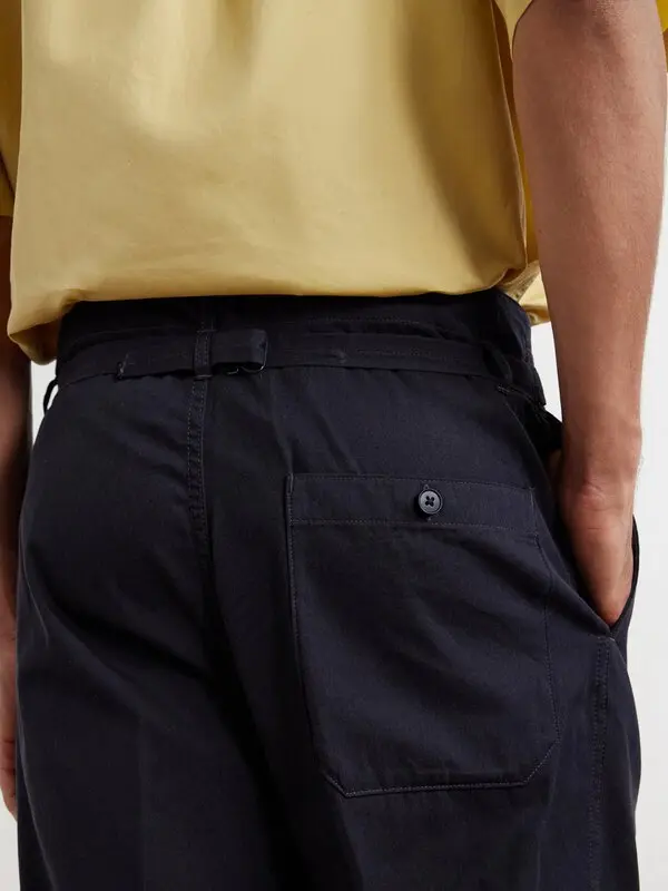 KAPTAIN SUNSHINE Buckleback Straight-leg Cotton-gabardine Suit Trousers - Blue