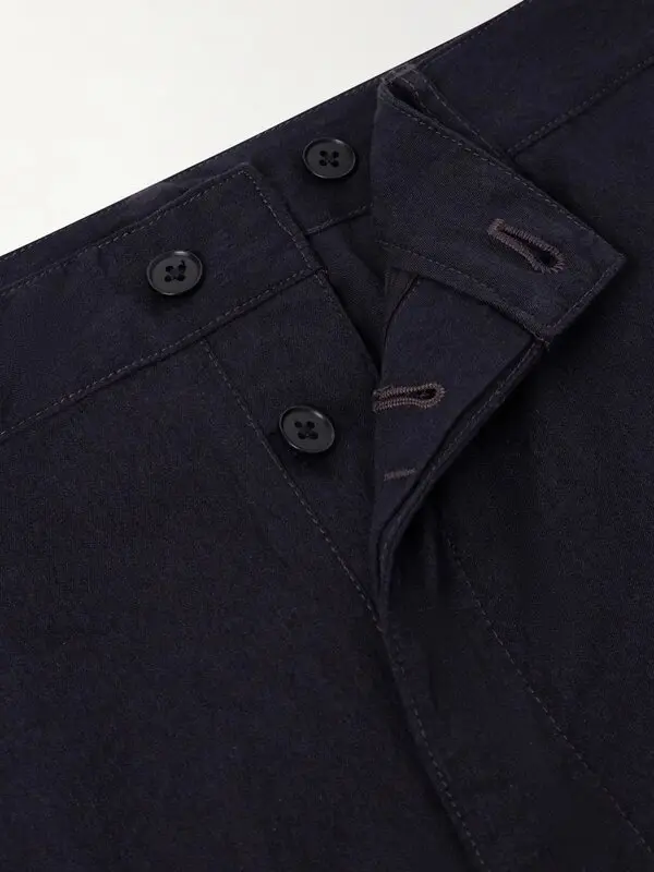 KAPTAIN SUNSHINE Buckleback Straight-leg Cotton-gabardine Suit Trousers - Blue