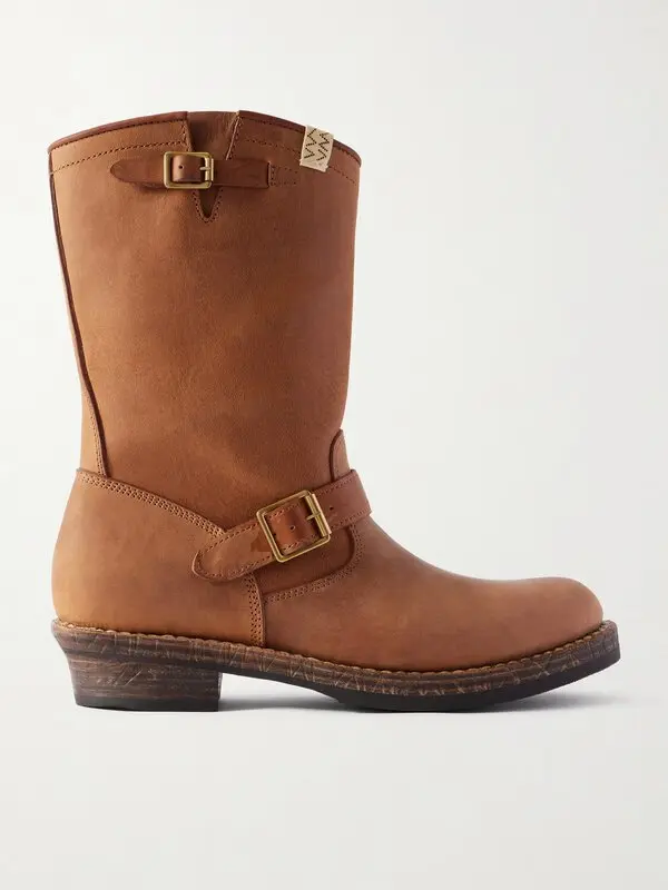 Visvim T.w.o. Folk Distressed Buckled Textured-leather Boots
