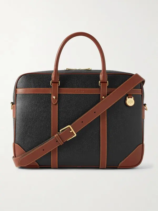 Mulberry Heritage Leather-trimmed Scotchgrain Briefcase - Black