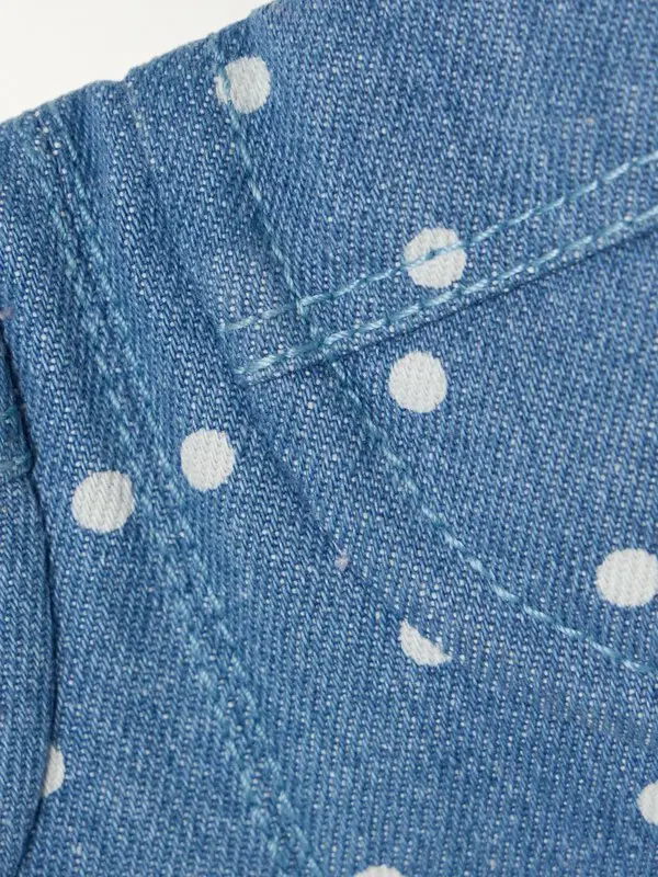Carolina Herrera Polka-dot Denim Bustier Top