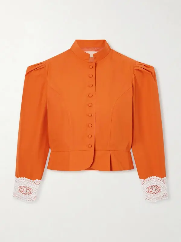 DESTREE Lace-trimmed Cotton Poplin Jacket
