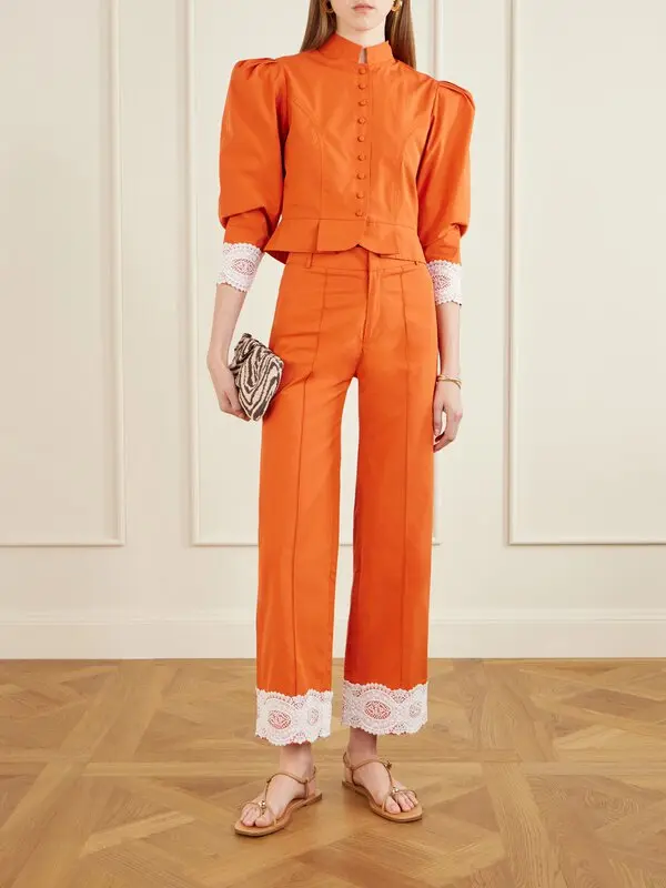 DESTREE Lace-trimmed Cotton Poplin Jacket