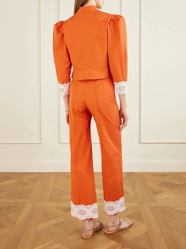 DESTREE Lace-trimmed Cotton Poplin Jacket