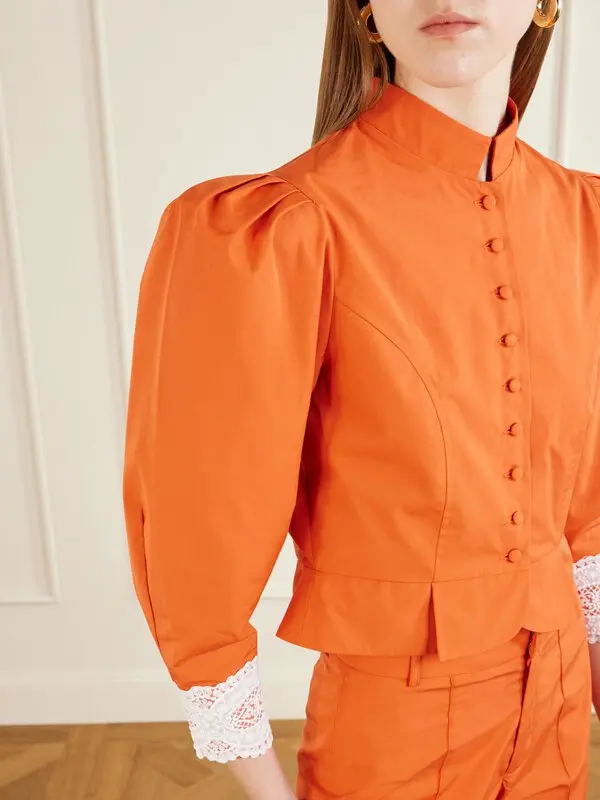 DESTREE Lace-trimmed Cotton Poplin Jacket
