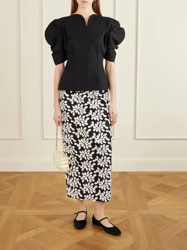 DESTREE Monica Embroidered Midi Skirt