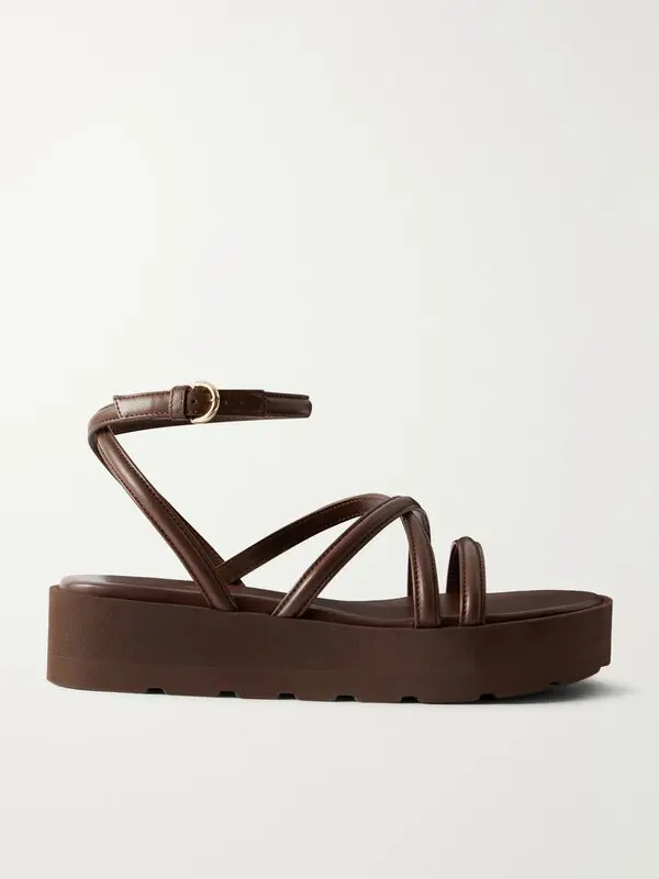GIANVITO ROSSI Leather Platform Sandals - Brown
