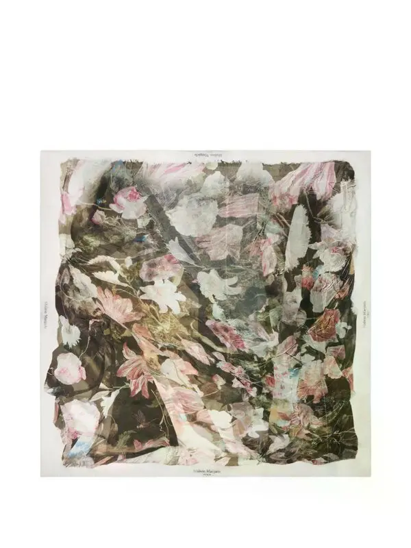 MAISON MARGIELA Floral-print Silk Scarf - Neutrals