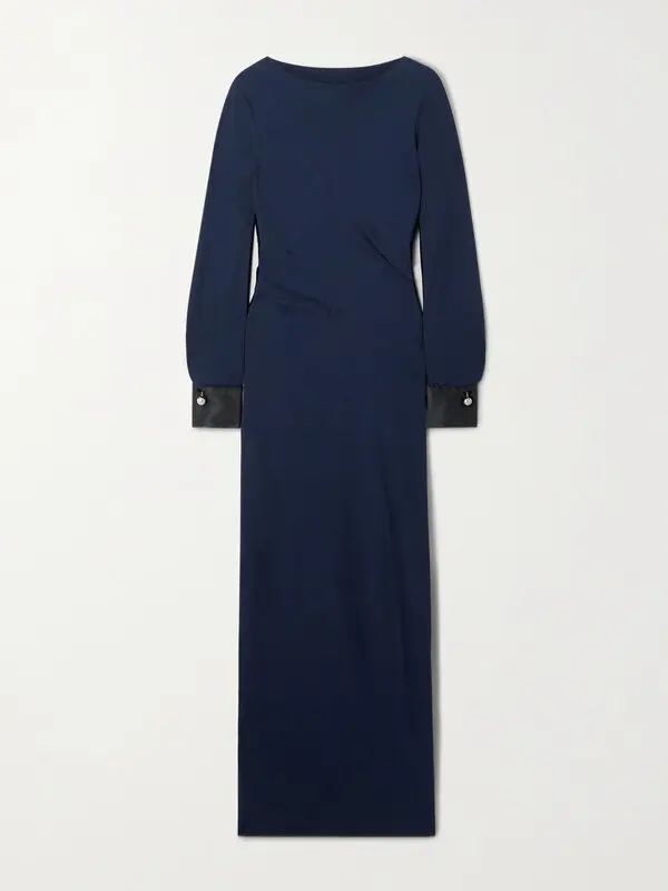 LANVIN Draped Satin-trimmed Crepe Maxi Dress