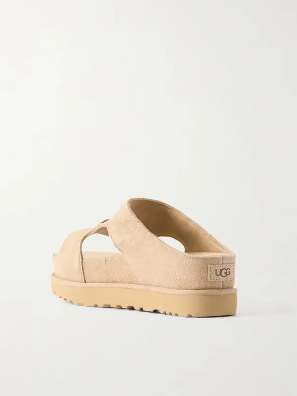UGG Goldenstar Hi Cutout Suede Slides - Brown