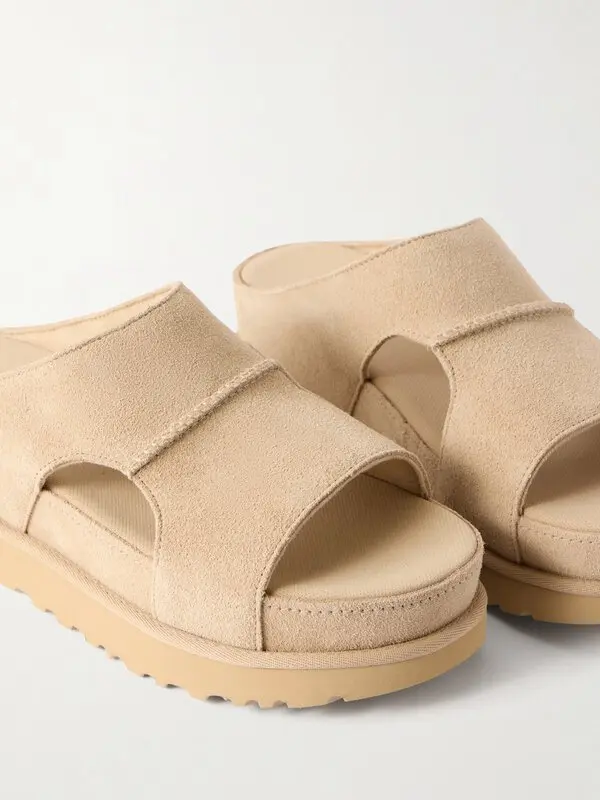 UGG Goldenstar Hi Cutout Suede Slides - Brown