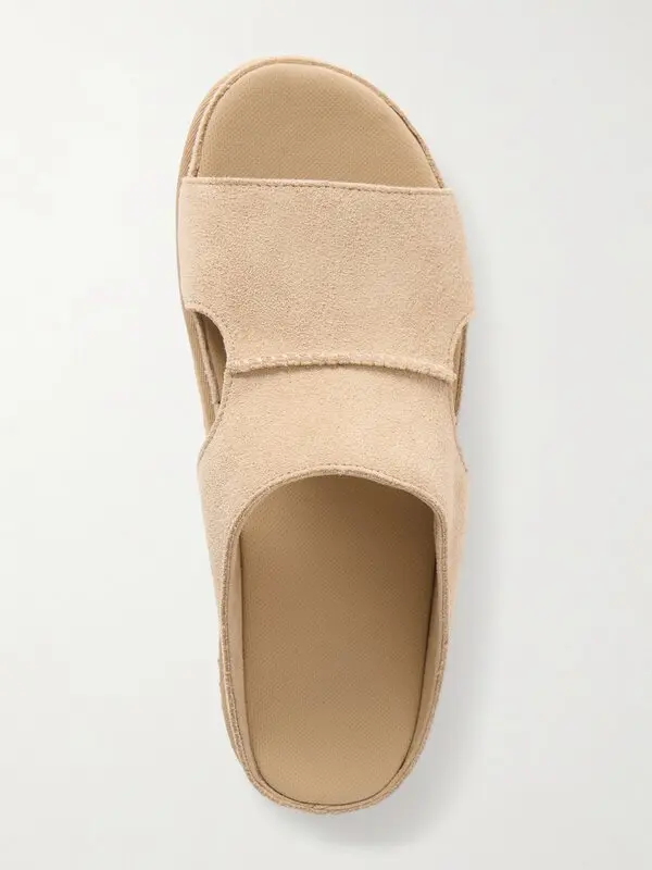 UGG Goldenstar Hi Cutout Suede Slides - Brown