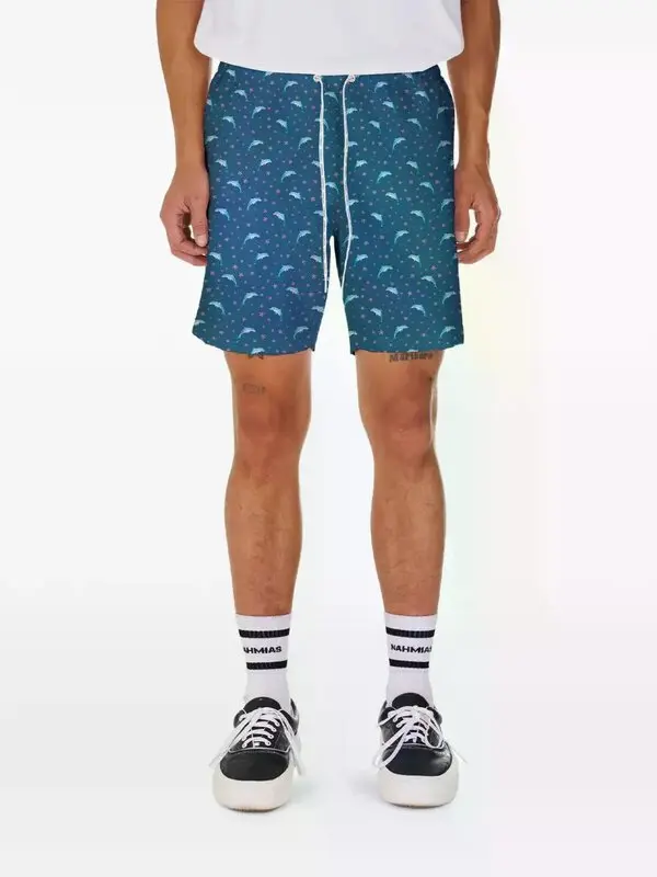 NAHMIAS Dolphin-print Swim Trunks - Blue
