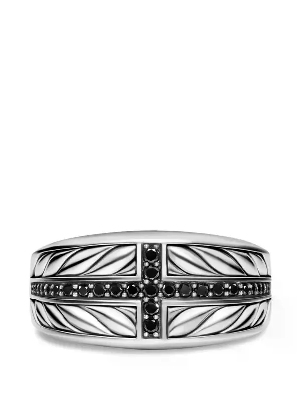 David Yurman Chevron Three Sided Signet Ring - Silver