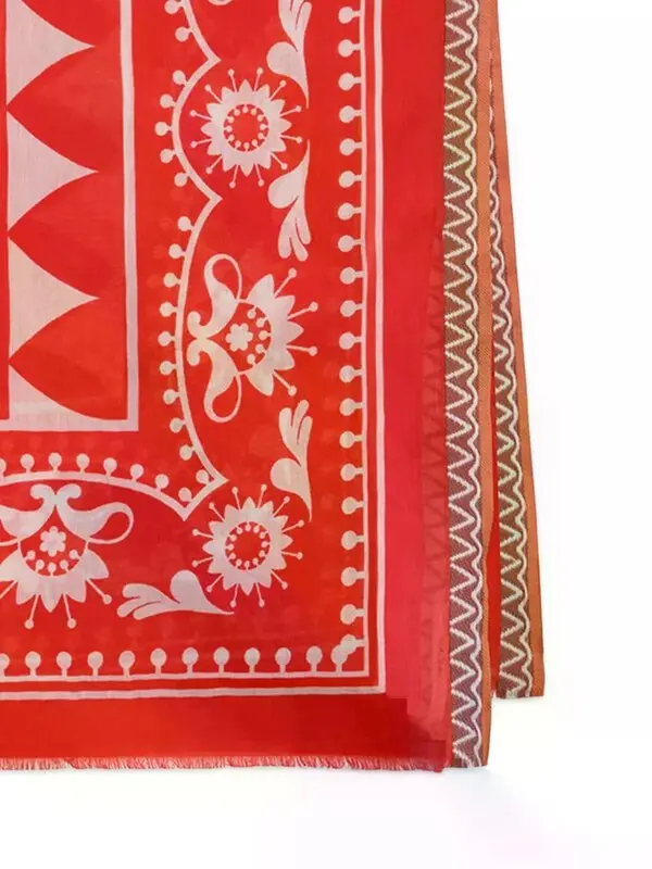 Malìparmi Fringed Printed Scarf - Red
