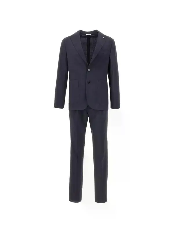 MANUEL RITZ Patch-pocket Logo-pin Suit - Blue