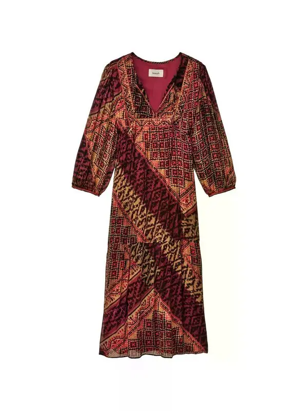 Ba&sh Geometric Print V-neck Dress