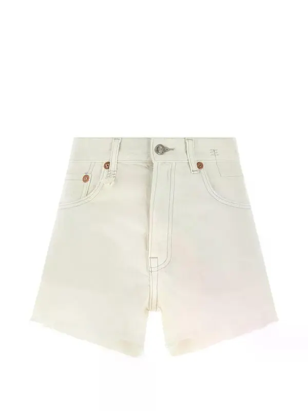 R13 Off-white Frayed Denim Shorts