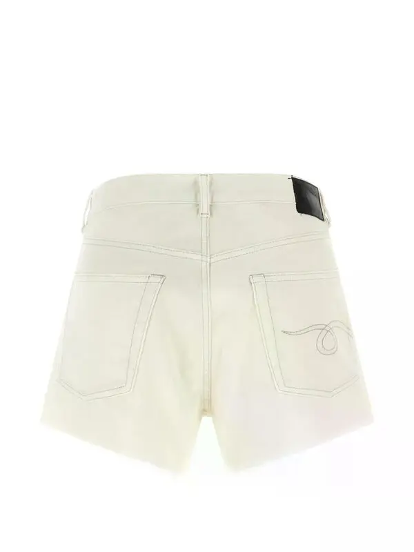 R13 Off-white Frayed Denim Shorts
