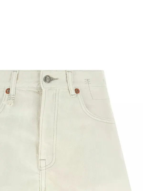 R13 Off-white Frayed Denim Shorts