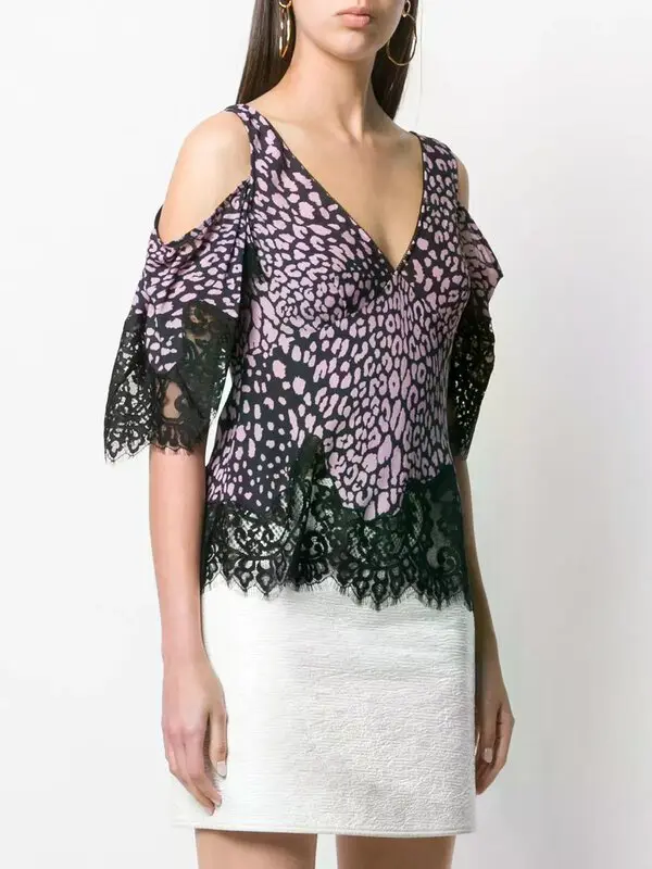 Alexander McQueen Cold-shoulder Printed Top