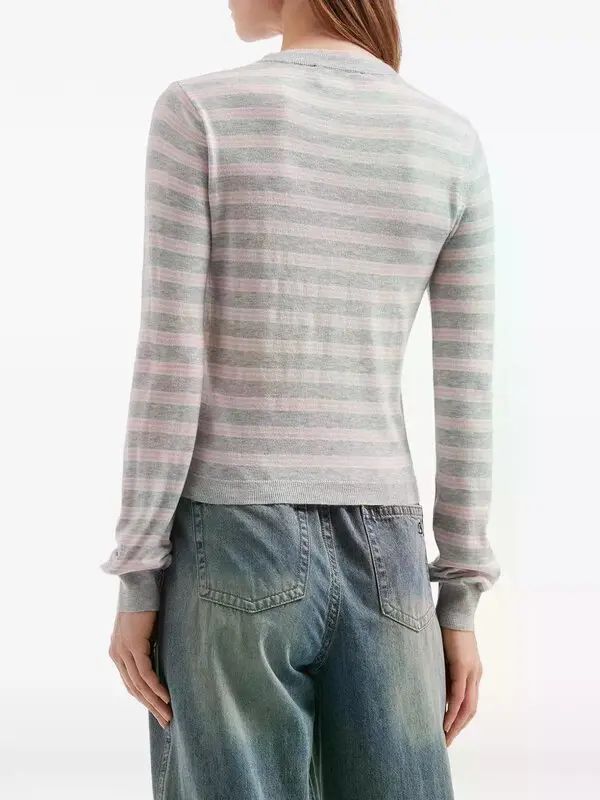 MINI CREAM Striped Cardigan - Grey