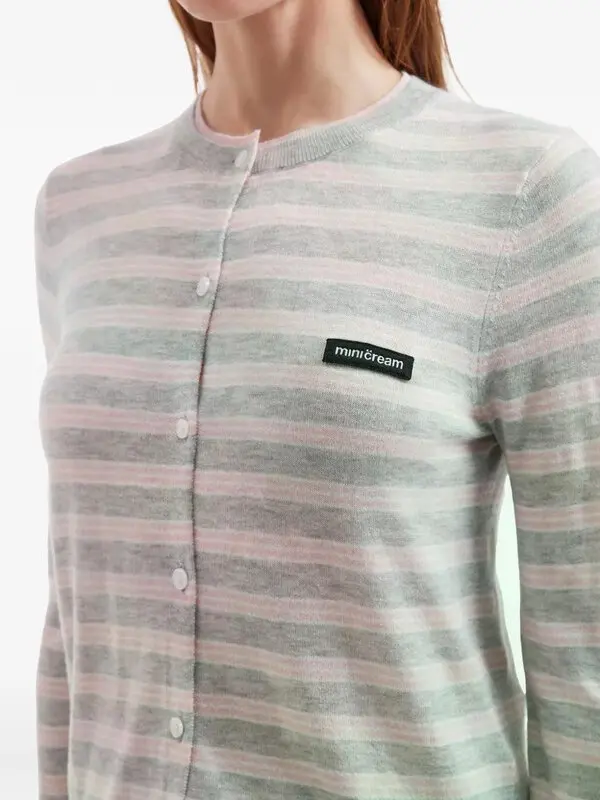 MINI CREAM Striped Cardigan - Grey