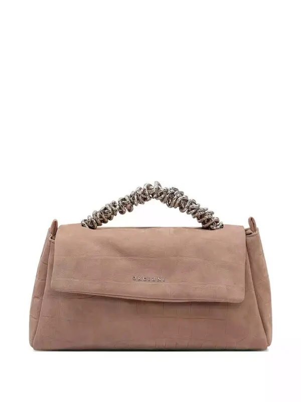 Orciani Croc-effect Tote Bag With Twisted Handle - Neutrals