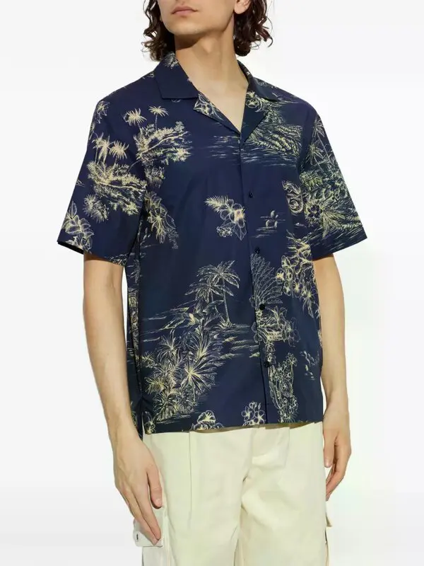 Moncler Island-print Shirt - Blue