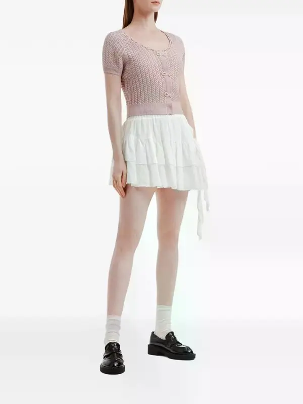 TOUT A COUP Bow Appliqué Knitted Top - Pink
