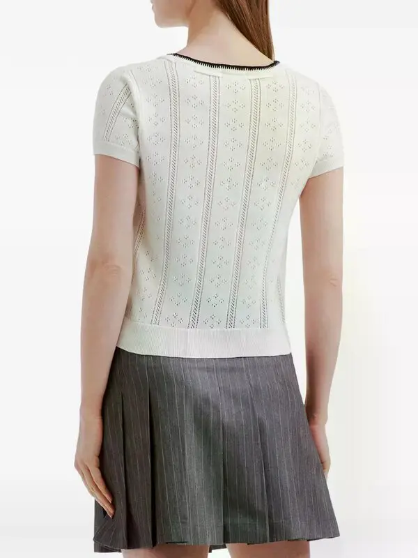TOUT A COUP Patterned Tie Neck Sweater - Neutrals