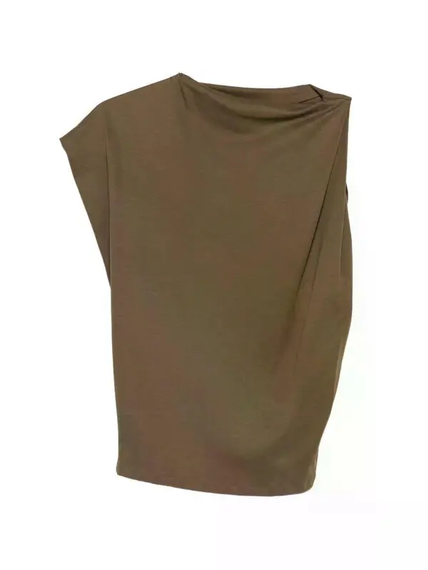 Jacquemus Asymmetrical Draped Cotton Silk Jersey Top - Brown