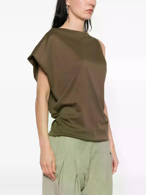 Jacquemus Asymmetrical Draped Cotton Silk Jersey Top - Brown