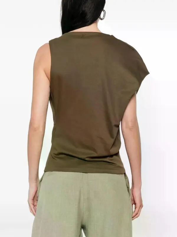 Jacquemus Asymmetrical Draped Cotton Silk Jersey Top - Brown