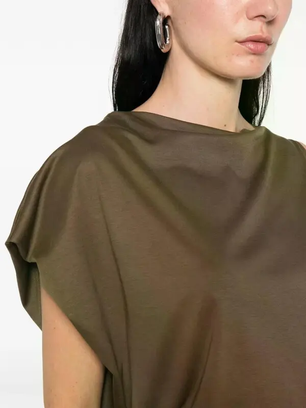 Jacquemus Asymmetrical Draped Cotton Silk Jersey Top - Brown